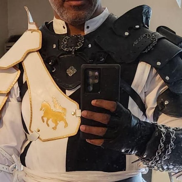 Costume Leather Set Larp Ranger, Pauldrons Gorget Bandolier Bracers ...