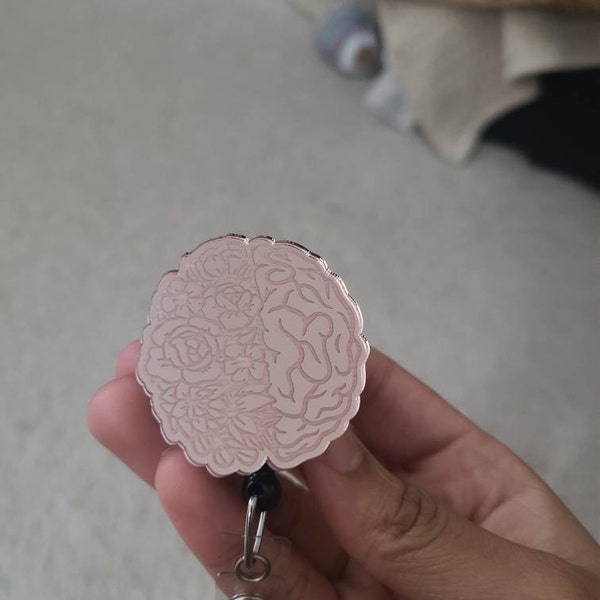 Floral Brain Badge Reel - Neurology Badge Reel - Neuro ICU Badge ...