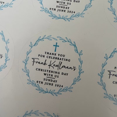 Personalised Christening Stickers for Favors, Thank You Christening ...