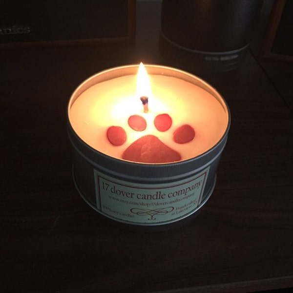 Paw Print Candle-100 Percent Soy Wax- Rescue Dog- Dog Lover's Gift ...