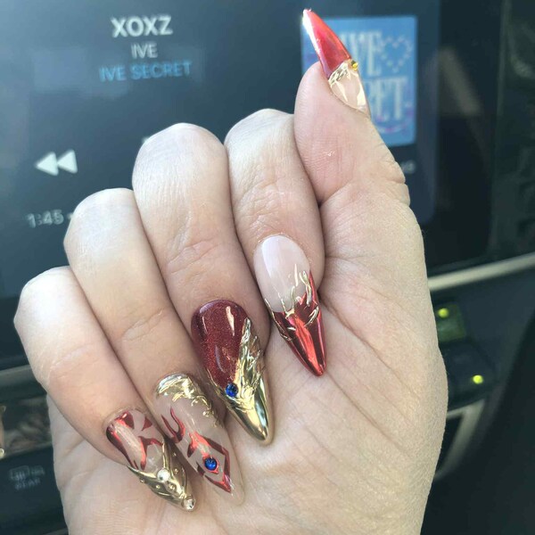 Mydei Honkai Star Rail Press on Nails | Medium Stiletto | Handmade Gel ...