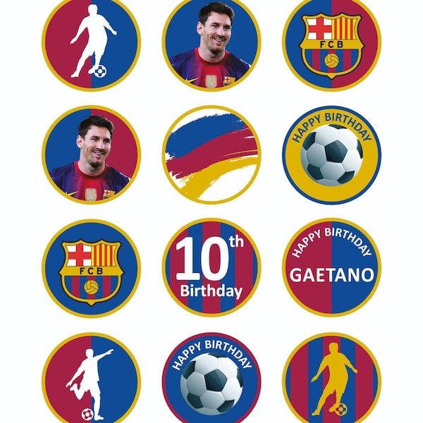 12 Barcelona Cupcake Toppers Birthday Party, Barca Party - Instant ...