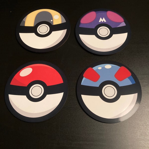 Pokeball Coaster Set Pokemon Gift Geeky Coasters Pokemon Go Pikachu ...