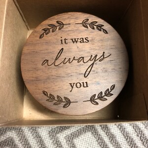 Circle Wood Ring Box Engraved Ring Bearer Box for Wedding - Etsy