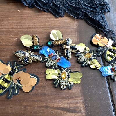 2 PCS Beaded Bee Patch Sequined Bees Applique Patch Sequins - Etsy