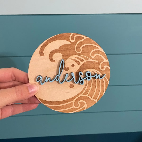Waves Name Round | Surf Name Sign | Custom Beach Name Sign | Surf ...