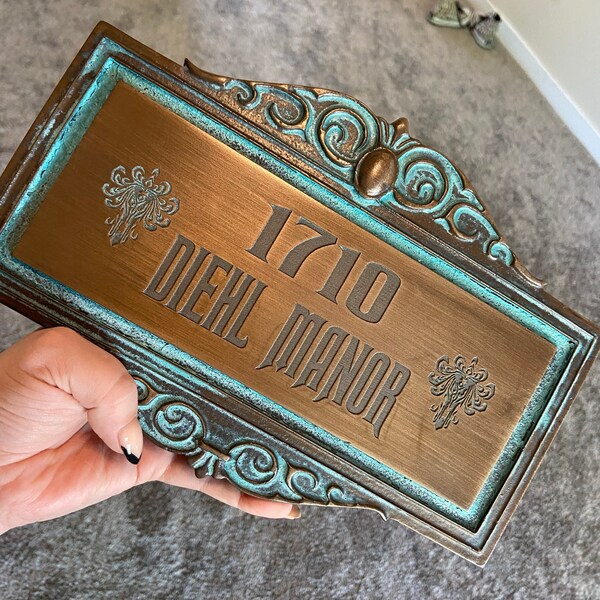 Personalized Haunted Mansion Themed Address Plaque Sign ANTIQUE FINISH ...