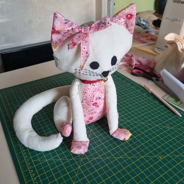 Cat Softie PDF Sewing Pattern, Scrappy Paws Stuffed Animal Pattern ...
