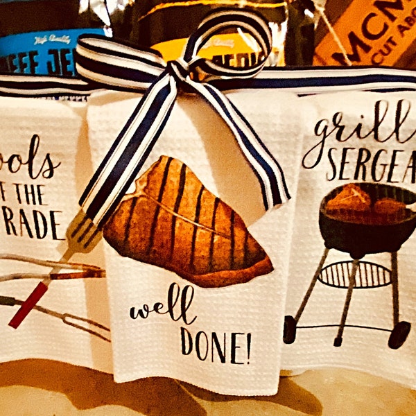 BBQ Grilling Gift - Funny Kitchen Towels - Gift for Dad - Grill Towel ...