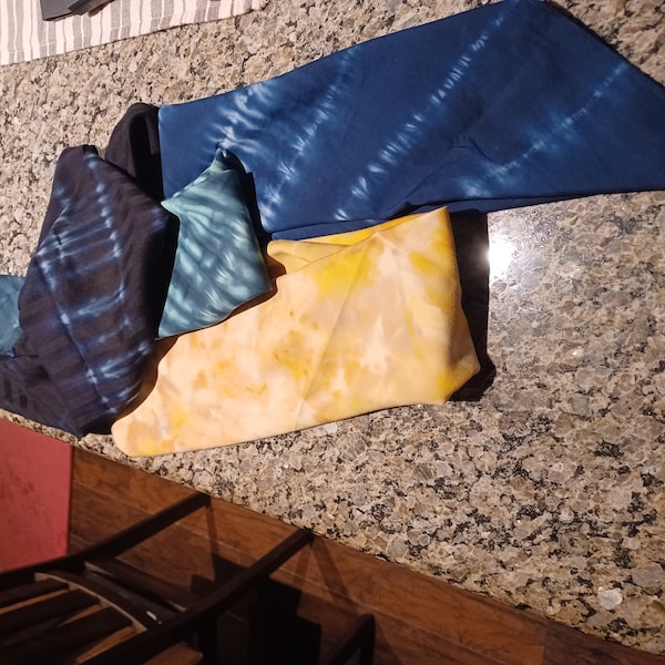 27" Bandana 24" Bandana 22" Kerchief Hand Ice Dyed 100% Cotton Fine ...