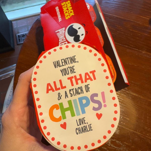 Valentine Chips Stickers, Kids Valentine's Day, You're All That and a ...