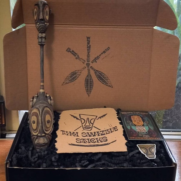 Tiki Swizzle Sticks, Moai and the Cannibal Handmade and Painted Paddle ...