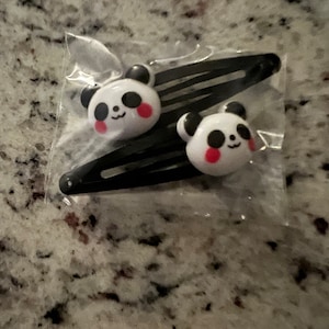Panda Snap Hair Clips - Pack of 2 - Black - Etsy