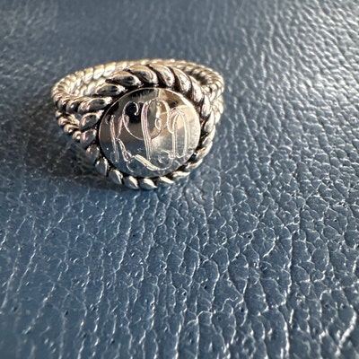 Monogram Sterling Silver CZ Victoria Ring - Etsy