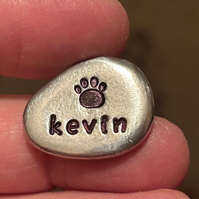 Pet Name Pocket Pebble / Memorial Cat Stone / Pewter Dog Name Pebble ...