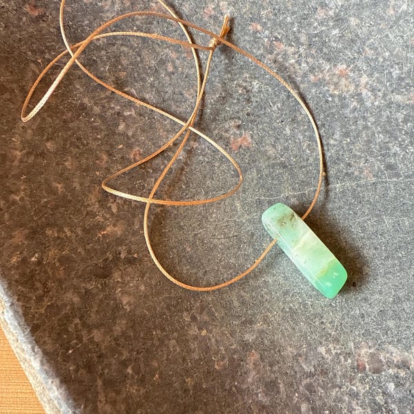 Wilderness~ Green Chrysoprase Natural Pendant Glowing Stone Rough Raw ...