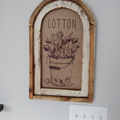 Cotton Wall Art 14 X 22 Arch Window Frame Linen Wall Hanging Modern ...