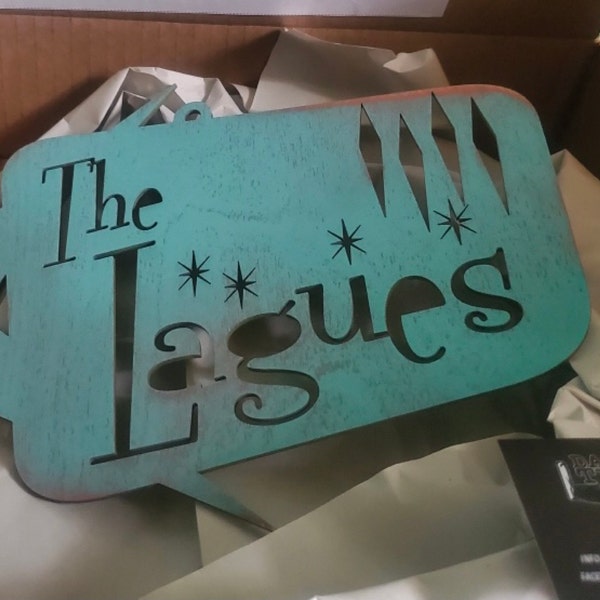 Mid Century Modern Custom Wall Art Wood, Atomic Age Sign, Custom Name ...