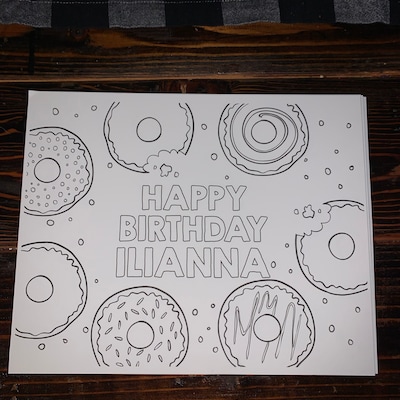 Editable Coloring Page Donut Birthday Party Activity Game Sweet ...