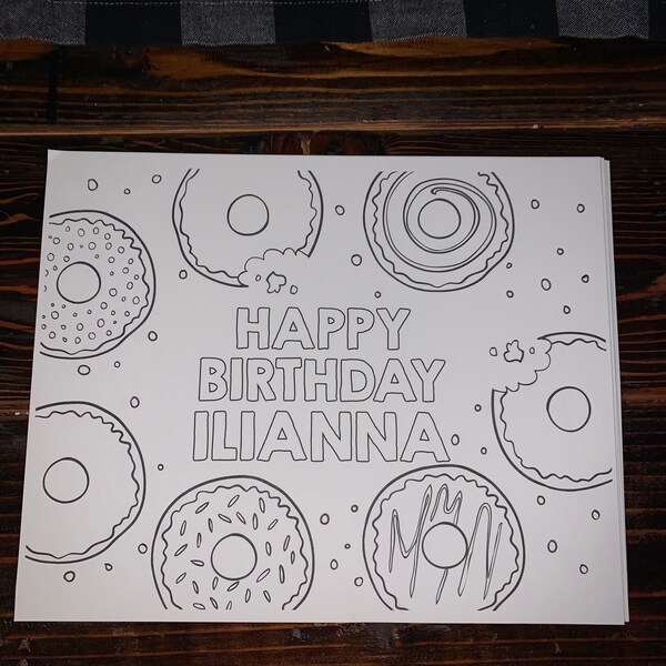 Editable Coloring Page Donut Birthday Party Activity Game Sweet ...