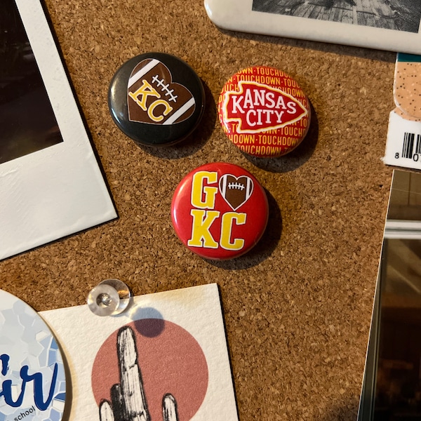 Red Yellow Football Buttons - MINI 1" or 1.5" or 2.25" - Super Red and ...