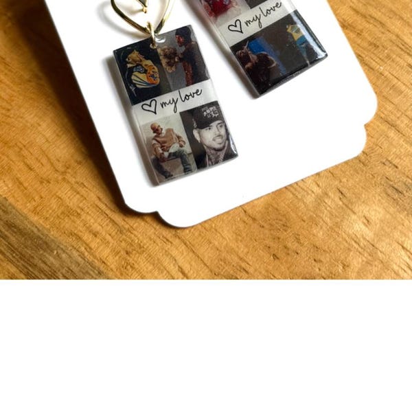 Custom Photo Earrings, Polaroid Style Picture Jewelry, Memorial Gift ...
