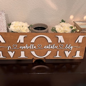 3D Personalized Mom Sign With Children Name Mother's Day - Etsy
