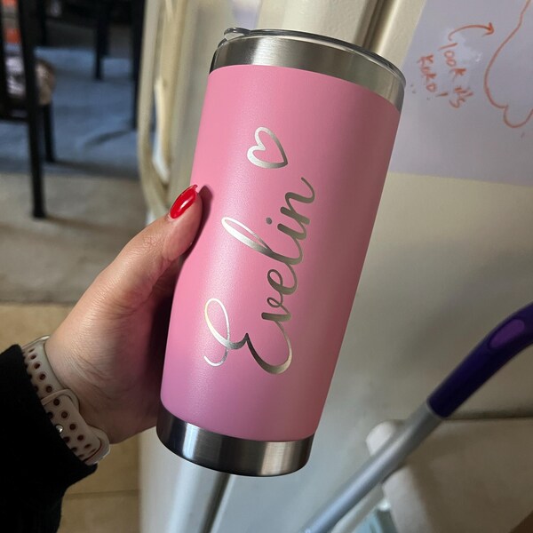 Personalized 20 Oz Tumbler, Custom Name Travel Mug, Laser Engraved ...
