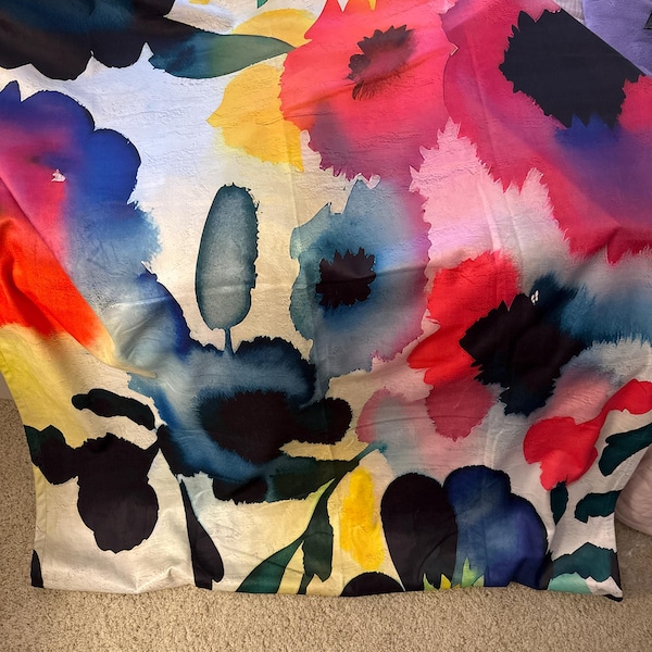 Vibrant Floral Watercolor Curtain, Abstract Floral Drape, Bright & Bold ...