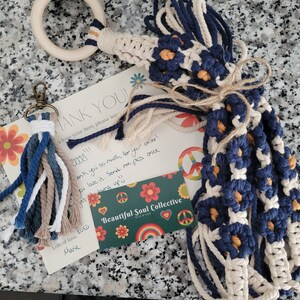 Flower Lanyard Macrame Keychain Macrame Daisy Lanyard for Keys, ID ...