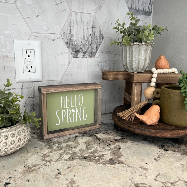 Hello Spring, Farmhouse Decor, Easter Tiered Tray Decor, Spring Signs ...