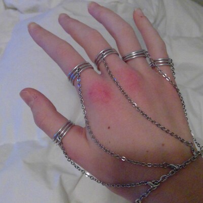 Handmade Anime Chain Bracelet and Five Finger Rings - Etsy