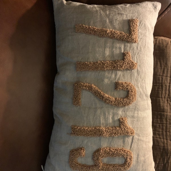 Custom Zip Code Pillow Cover, Punch Needle Pillow, Personalized Pillows ...