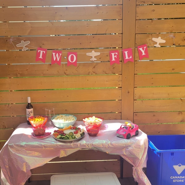 TWO FLY Banner- Two Fly Birthday Decorations - Time Flies Second ...