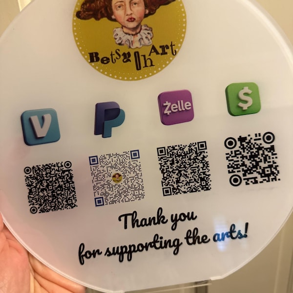 Custom Acrylic QR Code Sign for Payment Social Media Reviews Stylish ...