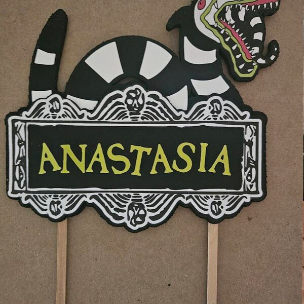 Sandworm Beetle Juice Sign Themed Personalized Party Cake Topper - Etsy