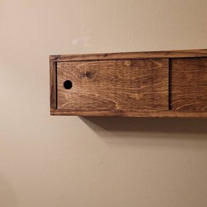 Solid Oak Mid-century Modern Floating Cabinet With Sliding Wood Doors ...