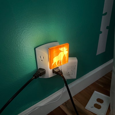 National Park Rustic Moose Lantern Night Light Walking in the Meadow ...