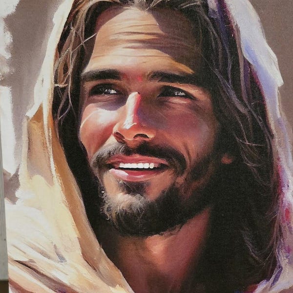 Jesus Laughing, Picture of Jesus, Watercolor Christ Art, Smiling Christ ...