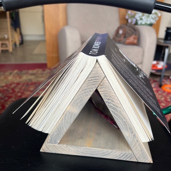 WOODEN Triangle BOOKREST | Book ORGANISER | Rustic Bedside Table Phone ...