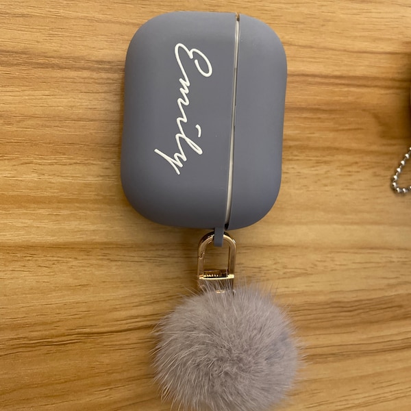 Custom AirPod Pro Case With Pom Pom Keychain,pink Airpods Case,silicone ...