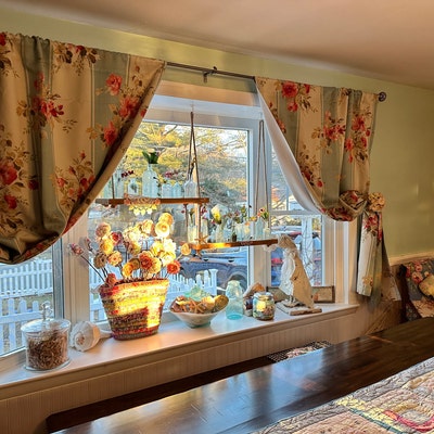 70s Retro Mid Century Modern Geometric Window Curtains, Aqua Blue Teal ...