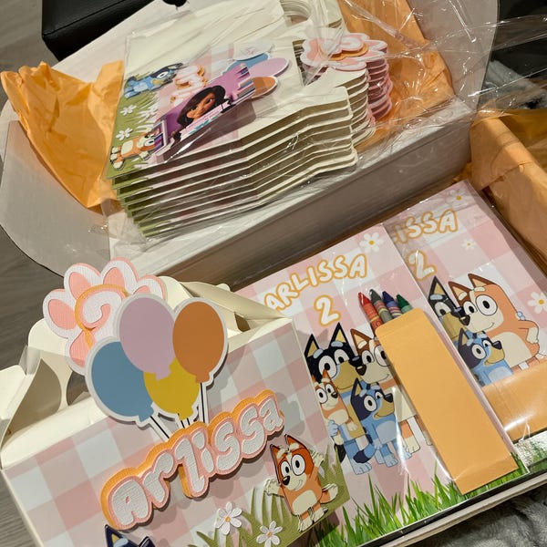 Blue Dog Personalise Party Box, Blue Dog Theme Box, Pink Dog Them Box ...