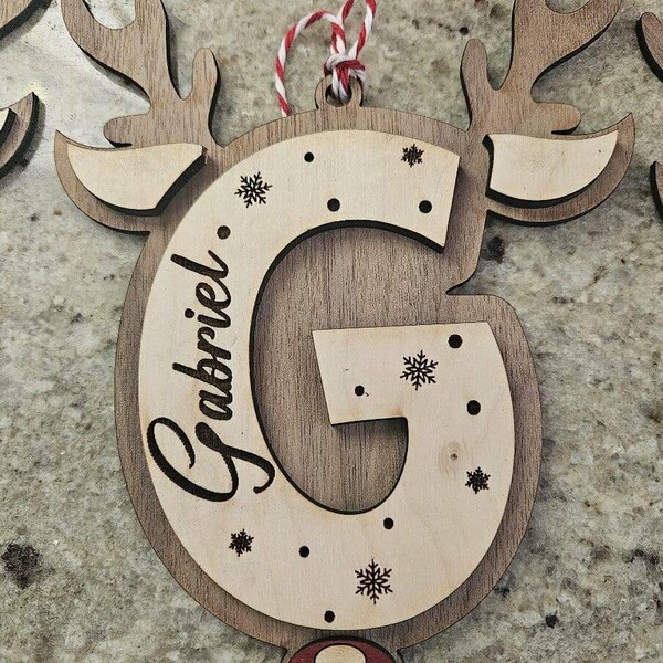 Christmas Reindeer Alphabet Ornament SVG, Christmas Deer Initial Tag ...