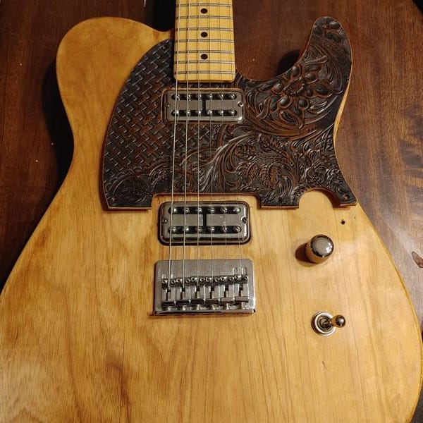 Custom Tooled Leather Oak Leaf Pickguard Fits Fender Telecaster Tele ...