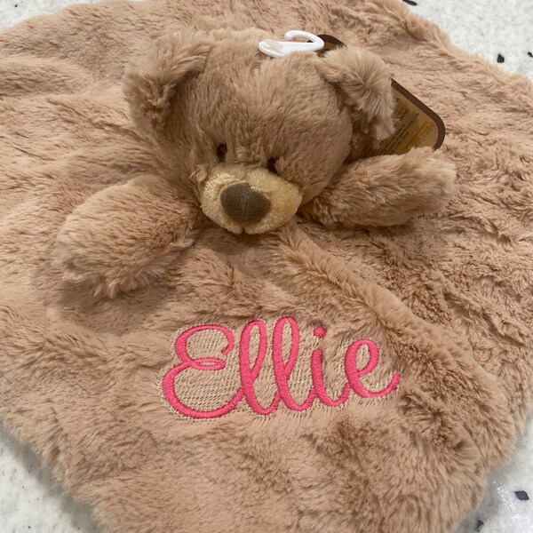 Custom Personalized Teddy Bear Lovie Lovey Security Blanket With Rattle ...