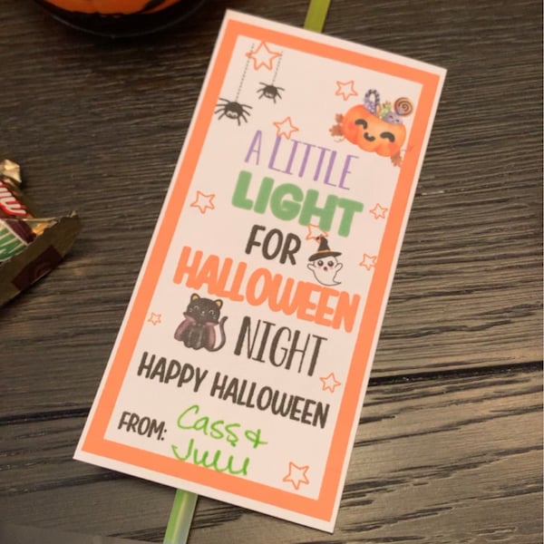 Glow Stick Tag, A Little Bit of Light for Halloween Night, Printable ...