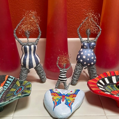 Red Hair Woman Figurine Sculpture Art Sculpture Art Tabletop - Etsy