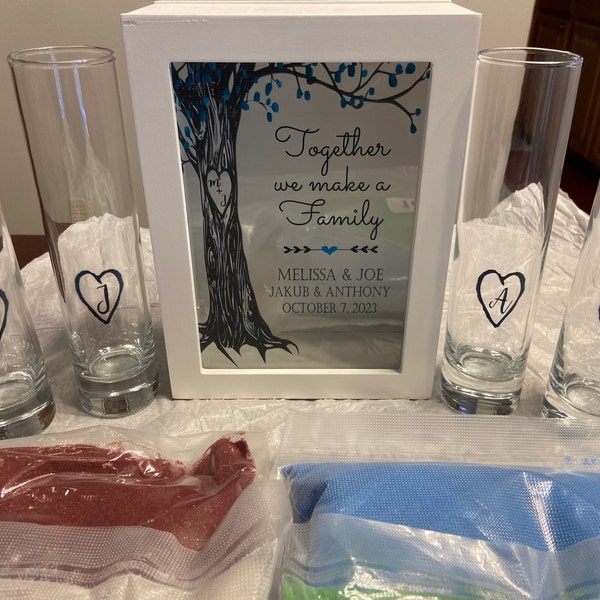 Blended Family Wedding Sand Ceremony Shadow Box Set, Unity Candle ...
