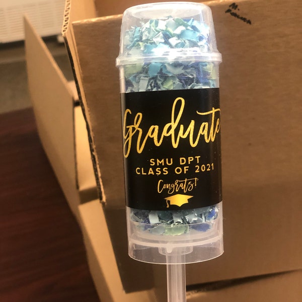 Graduation Confetti Popper - Grad Party Favor - Confetti Push Pop ...